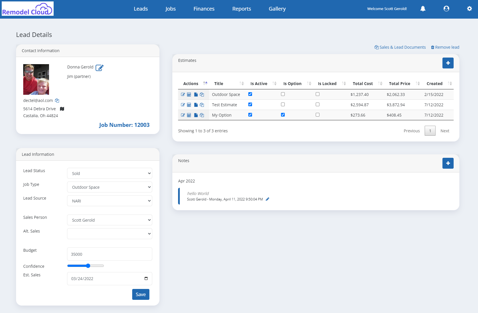 Remodel Cloud Estimating and Leads Management
